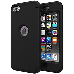 iPod Touch 7/ 6 Case,SLMY(TM) Heavy Duty High Impact Armor Case Cover Protective Case for Apple iPod Touch 5/6/7th Generation Black/Black