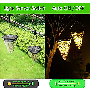 CHISROSLIN Hanging Solar Outdoor Lights Garden Decor Lighting Waterproof, Outside Decorative Solar Powered Light for Fence Patio Yard Lawn Garden Trees
