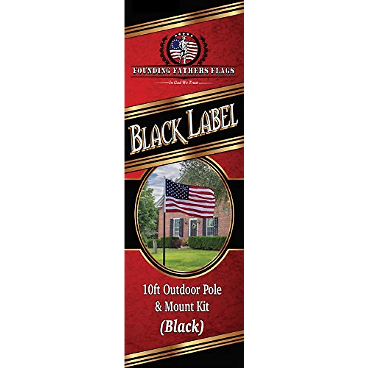 Founding Fathers Flags - 10ft Black Flag Pole & Spike - Perfect for Any Outdoor Use!
