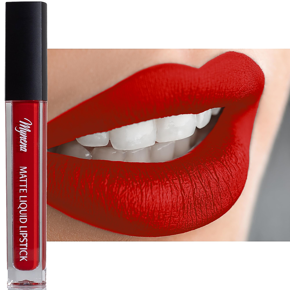 Mynena Orange Red Long-Lasting Matte Liquid Lipstick Intense Color Smudge-Proof & Waterproof Comfortable Hydrating Shea Butter Vegan & Cruelty-Free | Glory