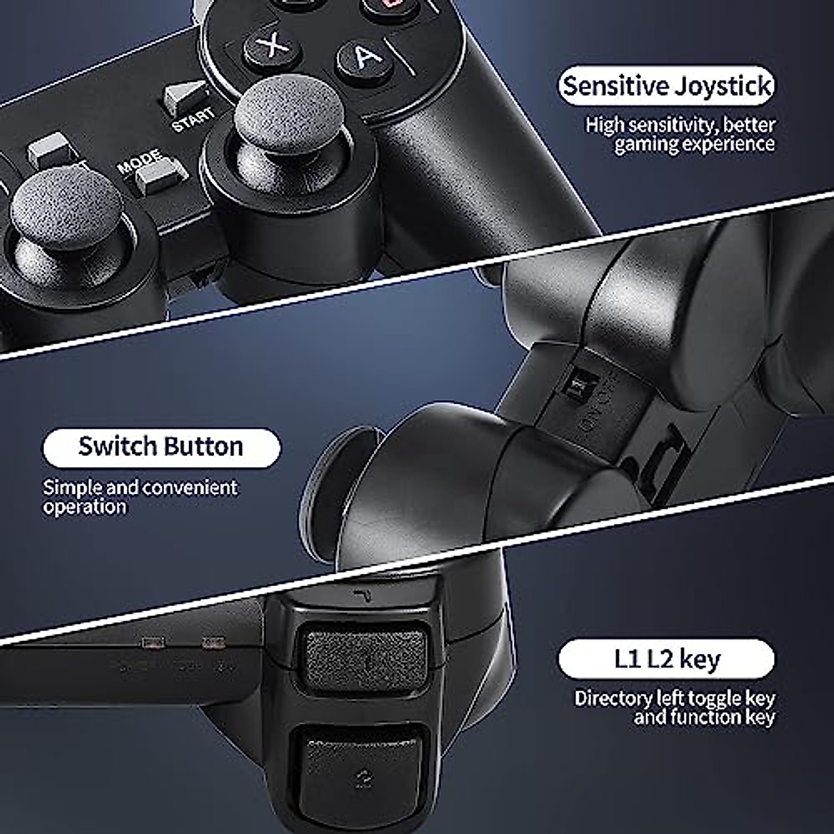 Retro Game Console, Nostalgia Stick Game,Retro Game Stick,Plug and Play Video Game Stick Built in 10000+ Games,4K HDMI Output,9 Classic Emulators, with Dual 2.4G Wireless Controllers(64G)