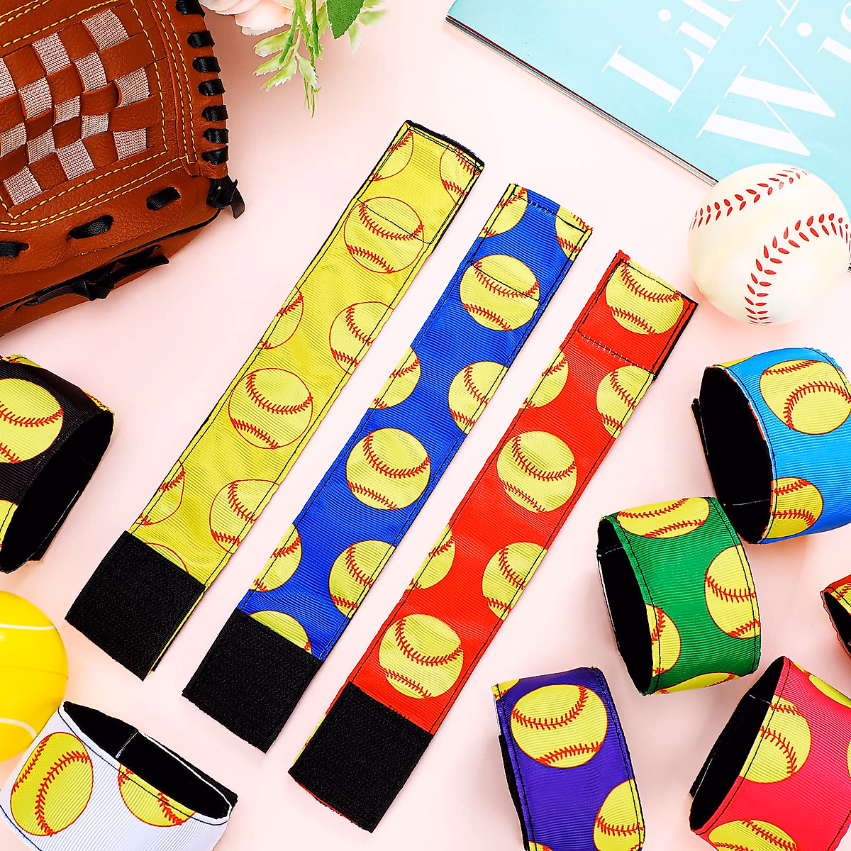 Yinder 10 Pairs Softball Soccer Sleeve Holders Shirt Sleeve Clips Sleeve Straps Sleeve Ties for Sports Shirts Accessories, 10 Colors (Softball)