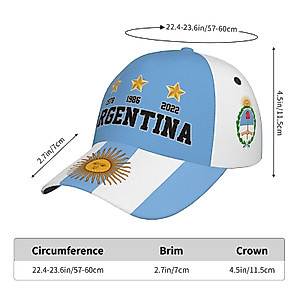 3 Stars 1978 1986 2022 Champions Argentina Baseball Cap Full Print Adult Unisex Adjustable Hat Soccer Fans Caps Black