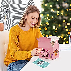 30 Pack Gift Boxes Treat Boxes 6.3X3.7X3.7Inches Party Cookie Favor Boxes Gable Candy Goodie Boxes with Handles Little for Birthday Party Small Boxes Cardboard Boxes Valentines Day for Gift Giving Pink