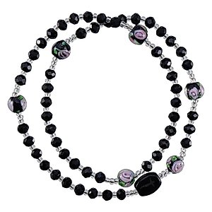 Crystal Black Twist 4mm Rosary Bracelet