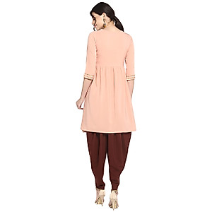 Janasya Kurta Set for Women Peach