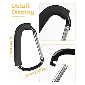 Stroller Hooks, 6.3" Large Stroller Clip, 2 Pack Stroller Hooks for Hanging Bags and Shopping, Stroller Accessories for Mommy, Large Carabiner