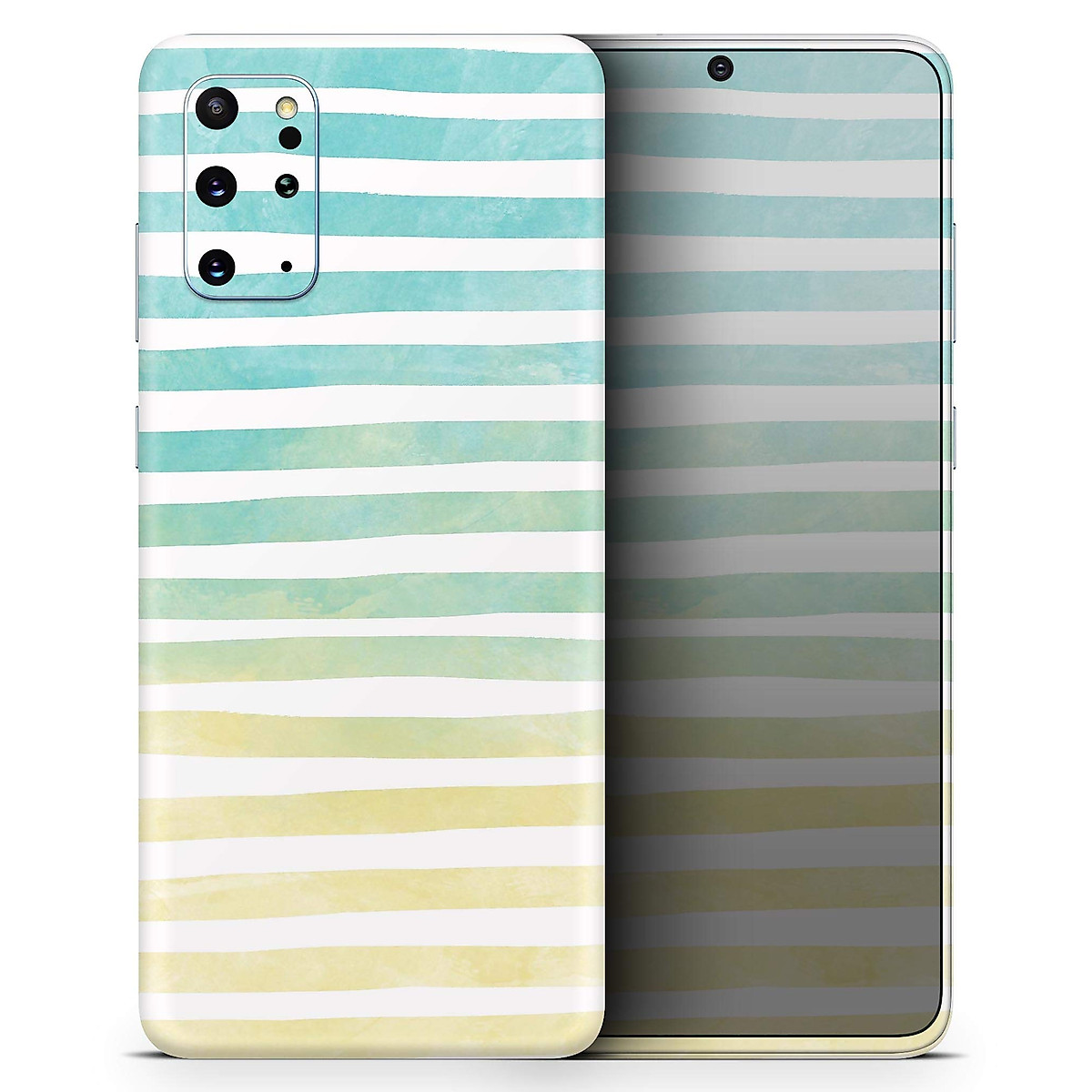 DesignSkinz Green Watercolor Ombre Stripes Protective Vinyl Decal Wrap Skin Cover Compatible with The Samsung Galaxy S20 (Screen Trim & Back Glass Skin)