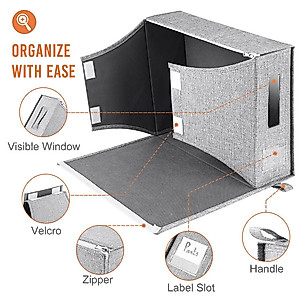 Homaisson 2-Pack Shoe Storage Organizer for Closet, Large Shoe Box Storage + 3 Pack Bed sheet organizers and storage, Foldable Sheet Set Organizers for Linen Closet (Khaki+Grey)