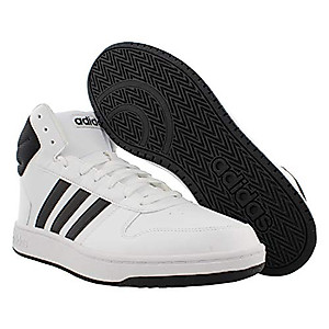 adidas Men's Hoops 2.0 Mid Basketball Shoe, White/Black/Black, 8 M US