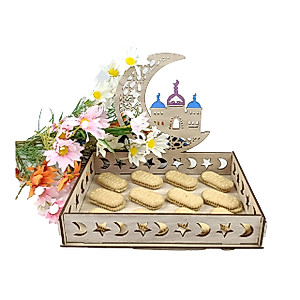 KYMY Eid Mubarak Dessert Tray,Moon Star Plate Tray for Islamic Muslim Festival Party,Dessert Food Fruit Storage Tableware for Ramadan and EID Mubarak