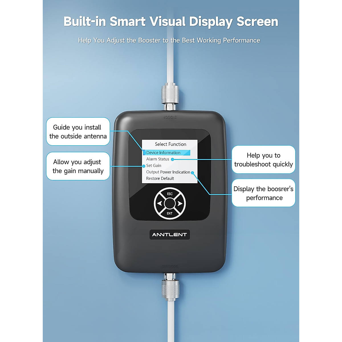 Cell Phone Booster for All Carriers | Smart Screen & APP Help Install | Up to 5,000 sq ft | Boosts 5G 4G LTE Signal on Band 2,4,5,12,13 and 17 for Verizon, AT&T, T-Mobile & More | FCC Approved