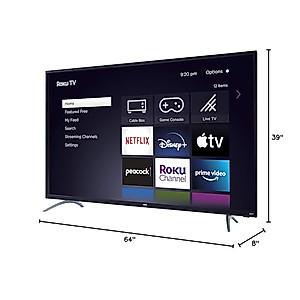 RCA 65-inch 4K UHD Roku Smart Flat Screen LED TV, 2022 Model,Black