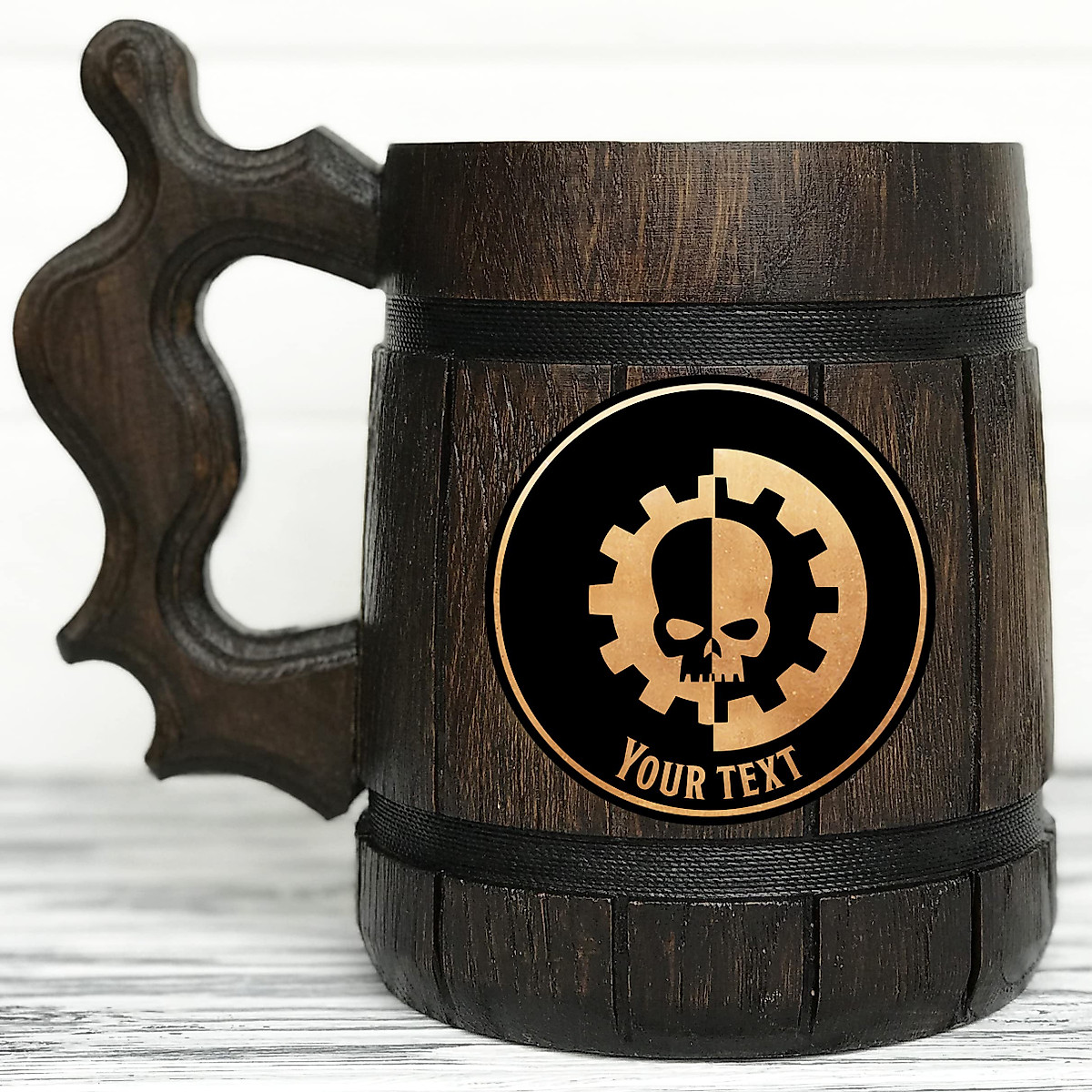 Adeptus Mechanicus Mug Wooden Beer Stein 17oz Gamer Mug Gift Boyfriend Personalized Anniversary Christmas Birthday Gifts For Gamer Husband Gifts For Him Beer Steins Beer Tankard K685