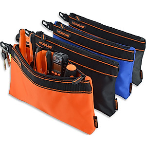 4-Packs Small Tool Pouch, Heavy-Duty Tool Pouch, Electrician Tool Pouch, Tool Pouches w/Clip, Electricians Tool Pouch, Tool Pouch Bag, Small Tool Bag, Tool Bag Small, Zippered Tool Bags and Pouches