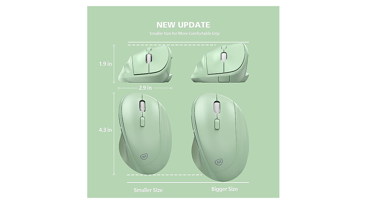 Ergonomic Wireless Mouse 2024 - Smaller, Silent, Long Battery Life