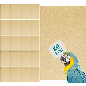 20 PCS Gravel Paper for Bird cage,10 x16 Inch Bird cage Liner Paper-Gravel Paper Special for Bird Cage in sea Sand,Parrot Cage Sandpapers Cushion Pad Pet Animal Bedding Accessories(20PCS 10 x16 Inch)