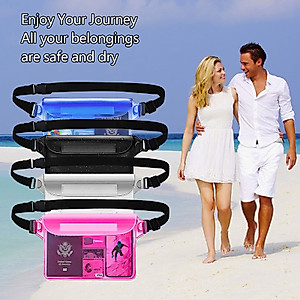 Famoby 4 Packs Waterproof Pouch with Waist Strap Dry Bag for Swimming Boating Snorkeling Kayaking Water Park Outdoor Beach Sport