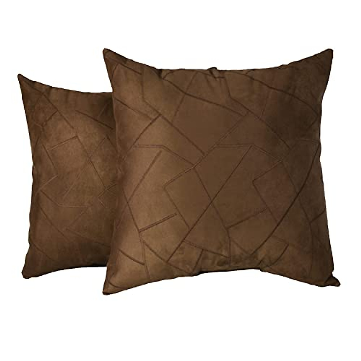 Microtex innovation- Set of 2 Throw Pillows with Stuffing Included, 18x18 Bed Pillows, Filled Embroidered Accent Cushions for Home Décor, Filling 100% Polyester Fiber, Made in USA (Brown)