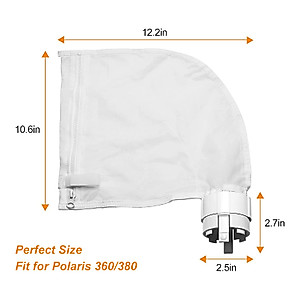 Funmit 360 380 Replacement for Polaris Pool Cleaner Parts, All Purpose Filter Bags - 2 Pack Zipper Filter Bags