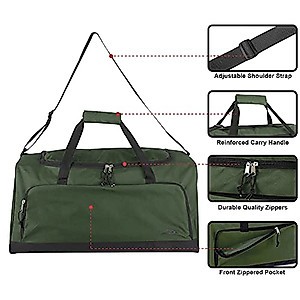 Lightweight Canvas Duffle Bags for Men & Women For Traveling, the Gym, and as Sports Equipment Bag/Organizer (Green)
