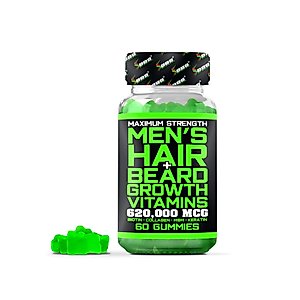 BBS Beard Growth & Hair Growth Vitamins for Men - Maximum Strength 620000mcg Biotin - Collagen - MSM - Keratin - Bamboo Extract - Multivitamin Gummies (Made by Best Beard Stuff USA)