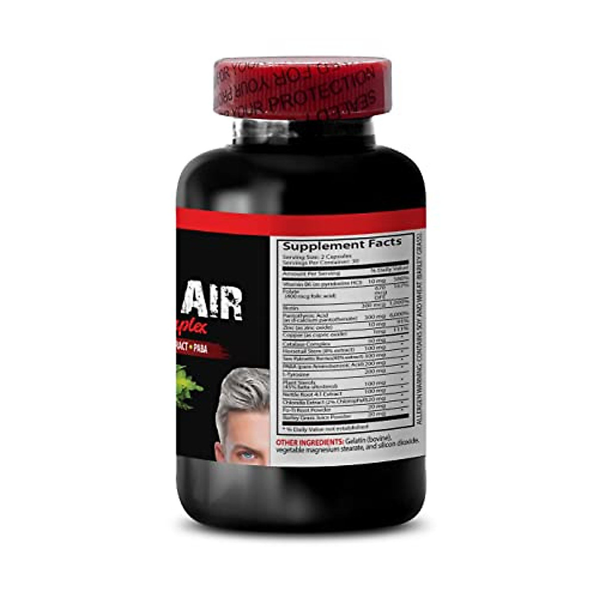 Saw Palmetto Mens Hair - Gray Hair Reverse Complex - Natural Solution - Powerful Results, Grey Hair Men, Biotin Vitamins for Hair Skin and Nails, Paba Supplement, Gray Hair Supplement, 1 Bot 60 Caps