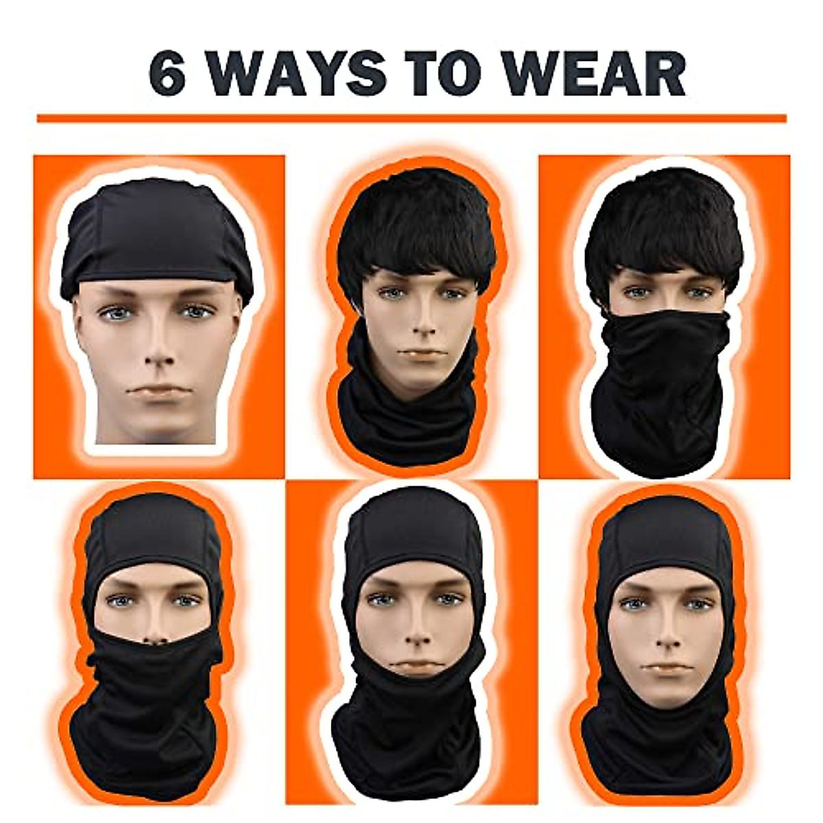 YUNAI Motorcycle Cycling Balaclava Face Mask – Windproof Hot Weather Breathable Full Face UV Protection Balaclava Hood Thermal for Outdoor Skiing Sports Hiking Black