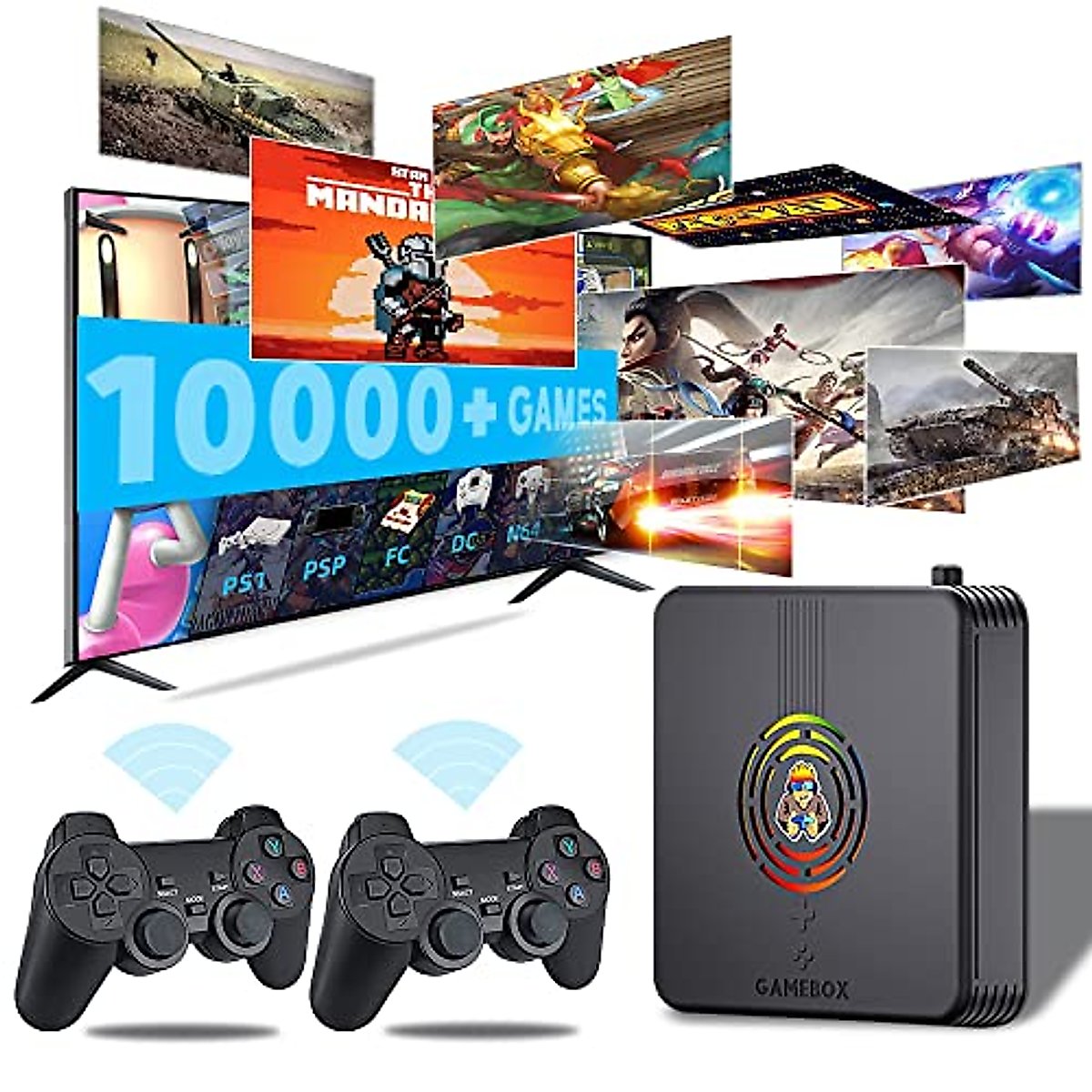 X9 Retro Game Console TV HD Output Plug and Play Games Console Video Gaming Consoles Classic Preinstalled Emulator System Super Game Box 2 Controllers 128GB