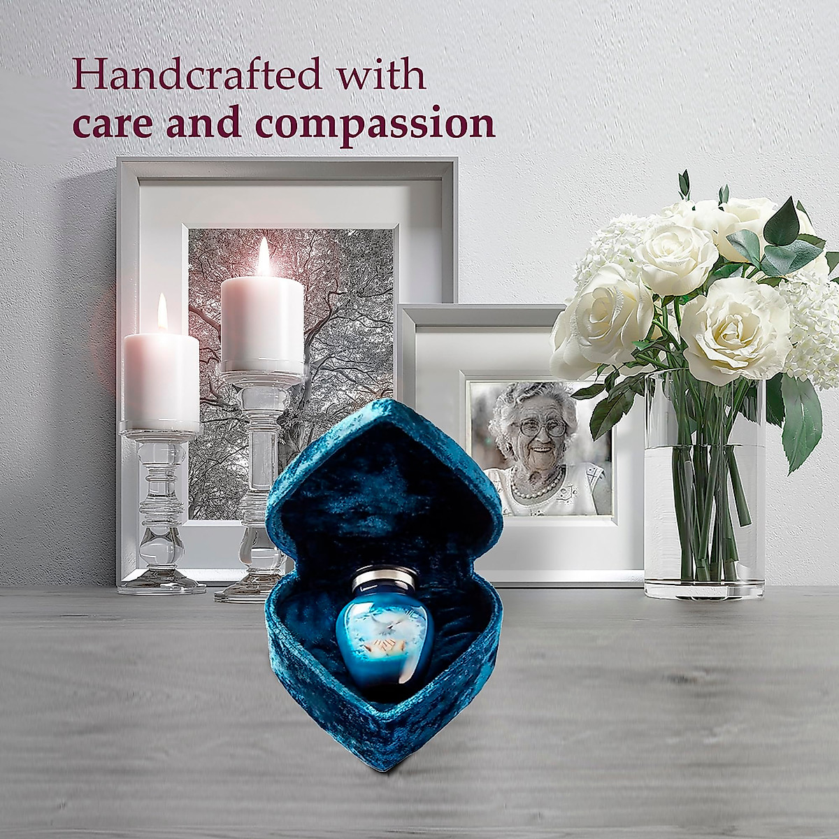 Trupoint Memorials Small Urns for Human Ashes Keepsake – Mini Urns for Human Ashes for Mom/Dad, Cremation Keepsakes for Ashes, Small Urn for Ashes for Women/Men – Small, Dove with Heart Box