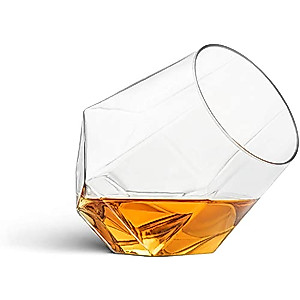 Munfix 32 Pack Diamond Shaped Plastic Stemless Wine Glasses Disposable 12 Oz Clear Plastic Wine Whiskey Cups Shatterproof Recyclable and BPA-Free