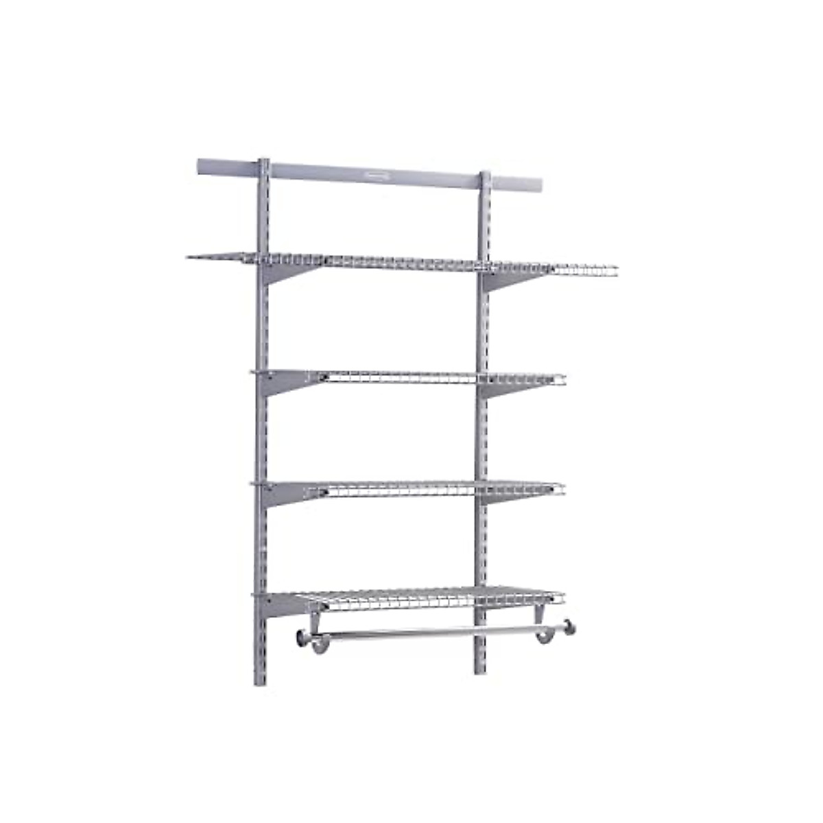 Rubbermaid Configurations Deluxe Custom Closet Kit, 3-6 Ft. Adjustable Metal Wire Shelving, Titanium Finish, Expandable Organization System, Hardware Included, for Home Closet/Pantry/Laundry/Mudroom