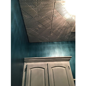 A la Maison Ceilings R34 Pyramid Illusion Foam Glue-up Ceiling Tile (256 sq. ft./Case), Pack of 96, Plain White