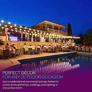 Svater Outdoor String Lights 100ft, Patio Lights Outside with 52 Shatterproof LED Edison G40 Bulbs, Waterproof Hanging Globe Lighting for Bistro Backyard Cafe Market, Warm White