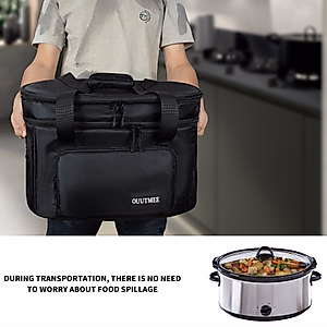 OUUTMEE Slow Cooker Travel Bag, 2 Layers Slow Cooker Carrier, Compatible with 6, 7, 8 Quart Crock-Pot, Insulated Travel Carrier with Easy to Clean Lining