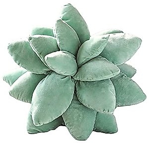 JIFOVER 3D Succulents Pillow-Cute Pillows-17.7in Cute Succulents Stuffed Plush Cactus Throw Pillows for Green Lovers Soft Plant Leaf Shaped Decorative Pillows (10in/Dark Green)