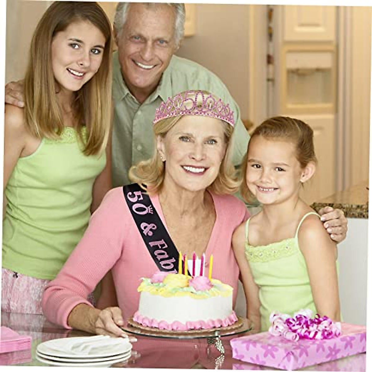 Abaodam 2pcs 50 Birthday Shoulder Strap Headband Womens Gifts for Birthday Headwear for Women Rhinestone Headband 50th Wedding Tiara Birthday Sash Women Birthday Tiara and Sash Black Girl