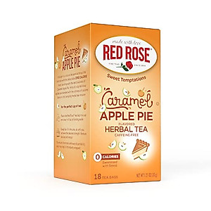 Red Rose Sweet Temptations Dessert Tea Caramel Apple Pie, Zero Carbs, Zero Sugar Bursting with Flavor Caffeine-Free Delicious Beverage Herbal Tea, 18 Count of Fruit Naturally Flavored Black Tea