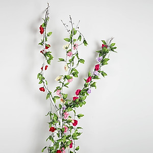 MOASIS 6 Pack 47 FT Artificial Plastic Silk Flowers Hanging Vines Colorful Lifelike Rose Ivy Home Hotel Office Wedding Party Garden Craft Art Decor Red ... (Purple Rose)