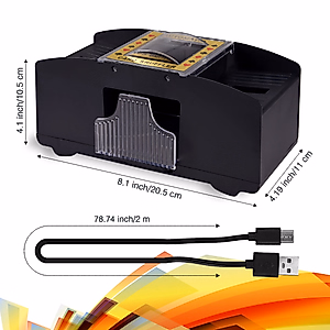 AOPER Automatic Card Shuffler - Electronic Casino Poker Card Shuffling Machine - Battery Operated Plastic Cards Mixer - 2 Deck Playing Cards for Home & Party - 2M USB Line