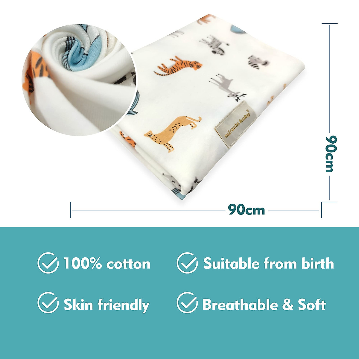 Newborn Swaddle and Hat Set 6 Pack 100% Cotton Knitted Baby Receiving Blankets 35" x 35" Soft Unisex Swaddle Wrap for Girls and Boys (Whale+Elk+Green Stripes)