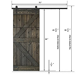 Sliding Barn Door 36 in x 84 in, Made-in-USA, Customizable Solid Wood Barn Door Included 6.25ft Hardware Kit and Pull Handle, Easy Assembly Dark Walnut, British K Series