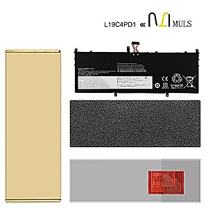 MULS L19C4PD1 L19M4PD1 60Wh Laptop Battery Compatible with Lenovo Yoga 6-13ARE05 6-13ALC6 C640-13IML C640-13IML LTE L19L4PD1 5B10U65275 2ICP5/44/1282 Notebook Battery 4-Cell 7.68V 7820mAh