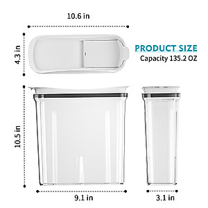 LeonDia 2 Packs Cereal Containers Storage, Airtight Food Storage Containers with Lid, BPA-Free Pantry Organizers and Storage for Cereal Flour Sugar Rice, Cereal Dispenser with 4L/135.2oz