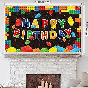 81 Pieces Color Building Block Party Decoration Set Building Block Balloon Arch and Background Kit Child Building Block Balloon Garland Photo Props