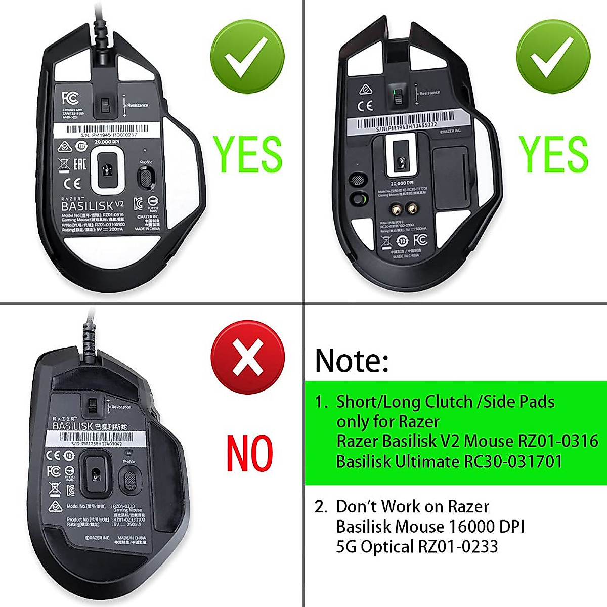 HUYUN Mouse Side Button Clutch Compatible for Razer Basilisk Ultimate/Basilisk V2 Mouse RZ01-0316