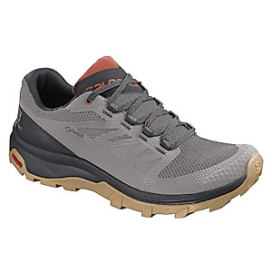 Salomon Outline Gore-TEX Hiking Shoes for Men, Frost Gray/Black/Burnt Brick, 7