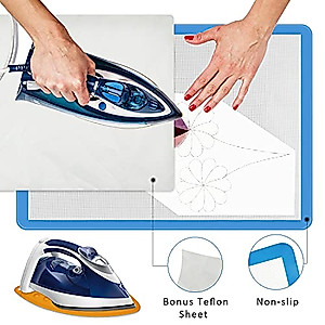 Applique Mat(14" x 18"), Silicone Fusing Mat for Applique and Arts Crafts Creation, Quilter Appli-Fuse Mat, Including Non-Stick Pressing Sheet for Heat Press and Silicone Iron Rest Pad (14"x18")