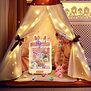 TOYMNI Mini Claw Machine, Claw Machine for Kids with Lights, Mini Vending Machine with Little Toys, Arcade Games Machines, Kids Claw Machine, Adjustable Sound and Music, Toys for Ages 8-13