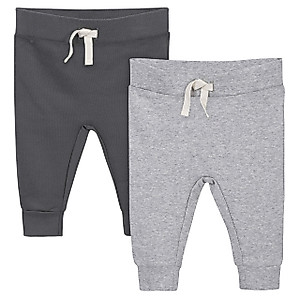 Grow by Gerber Baby Boys 2-Pack Pants, Grey, 6-9 Months